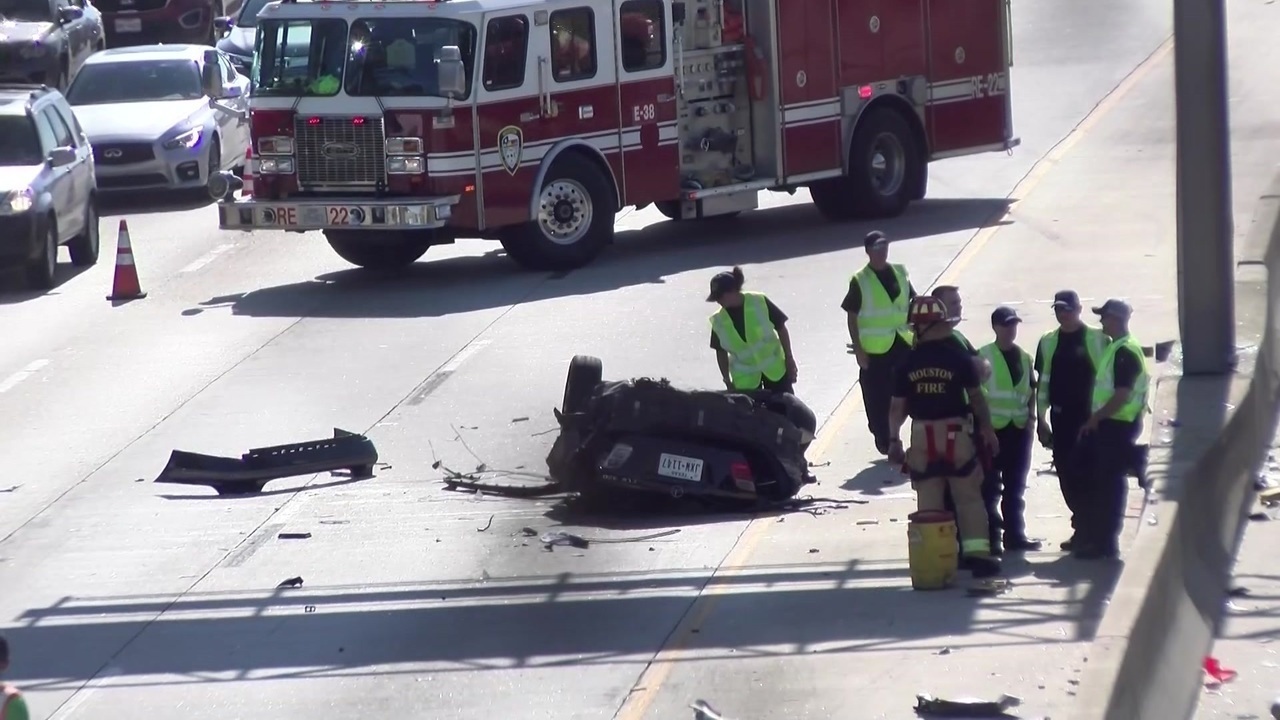 Car Split In Half In Two Car Collision On Houston Freeway